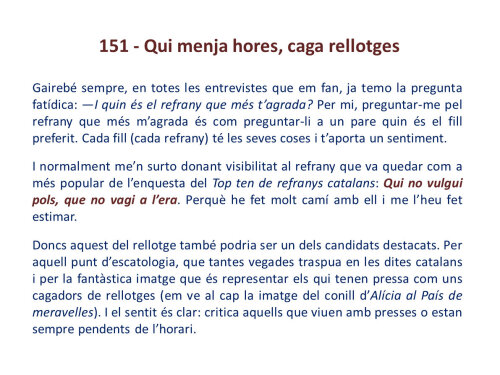 Qui menja hores caga rellotges | PCCD