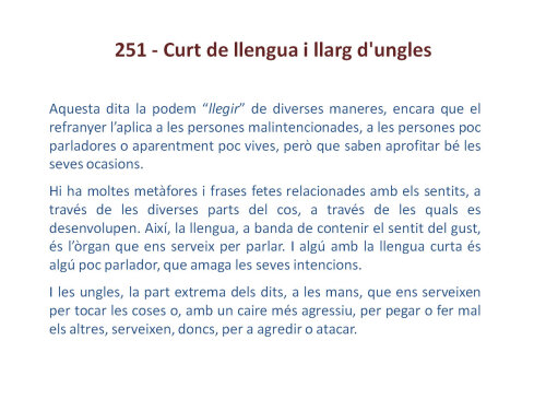 Curt de llengua i llarg d'ungles | PCCD