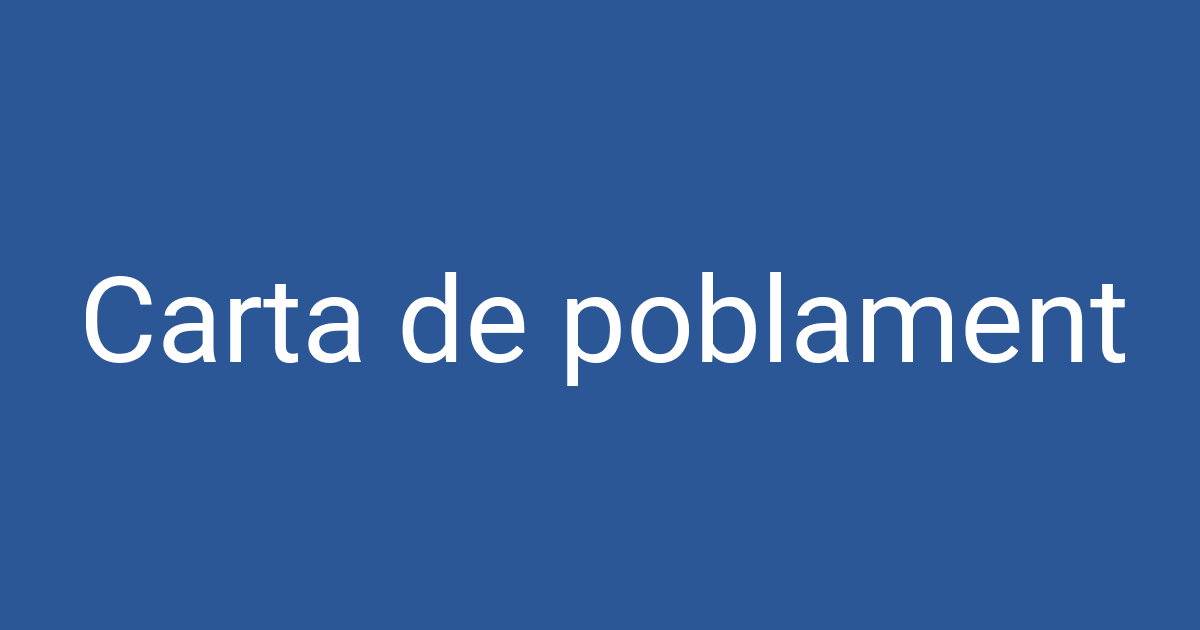 Carta de poblament | PCCD