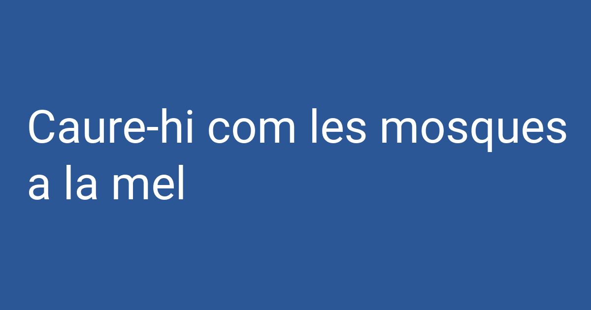 Caure-hi com les mosques a la mel - PCCD