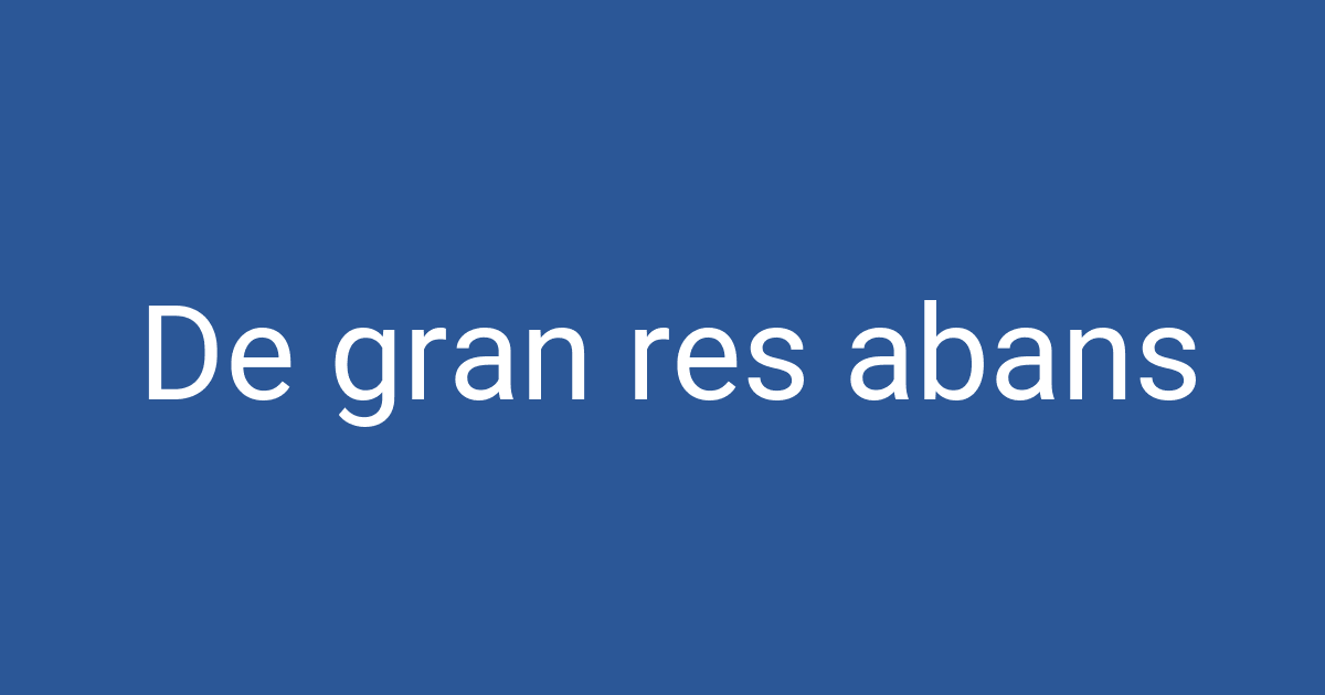 De gran res abans | PCCD