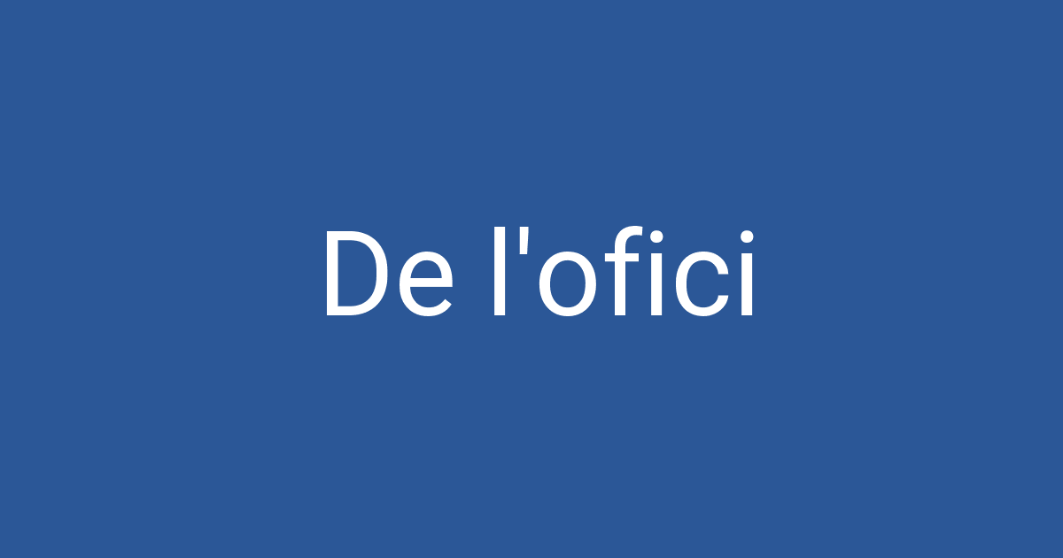 De l'ofici | PCCD