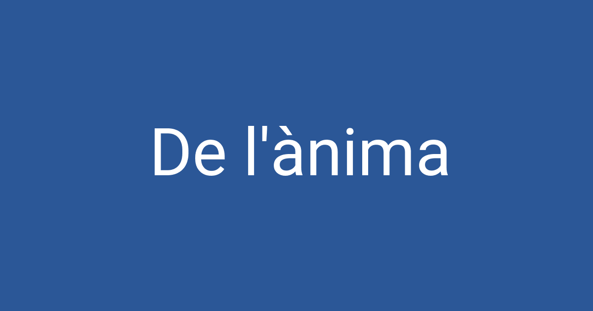 De l'ànima | PCCD
