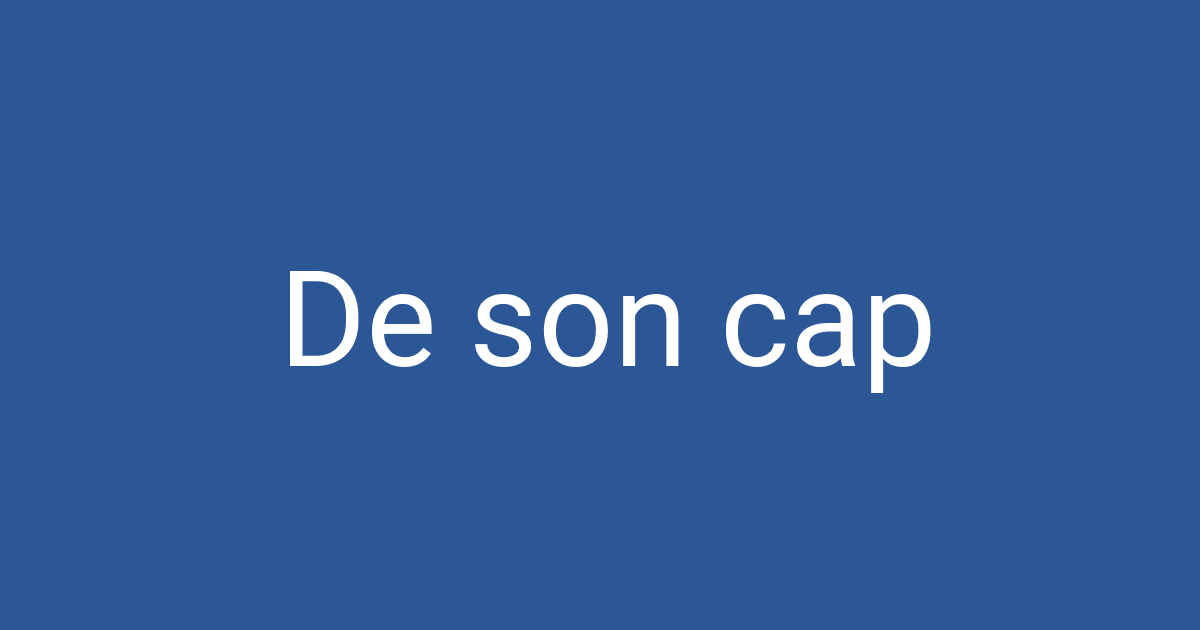 De son cap | PCCD
